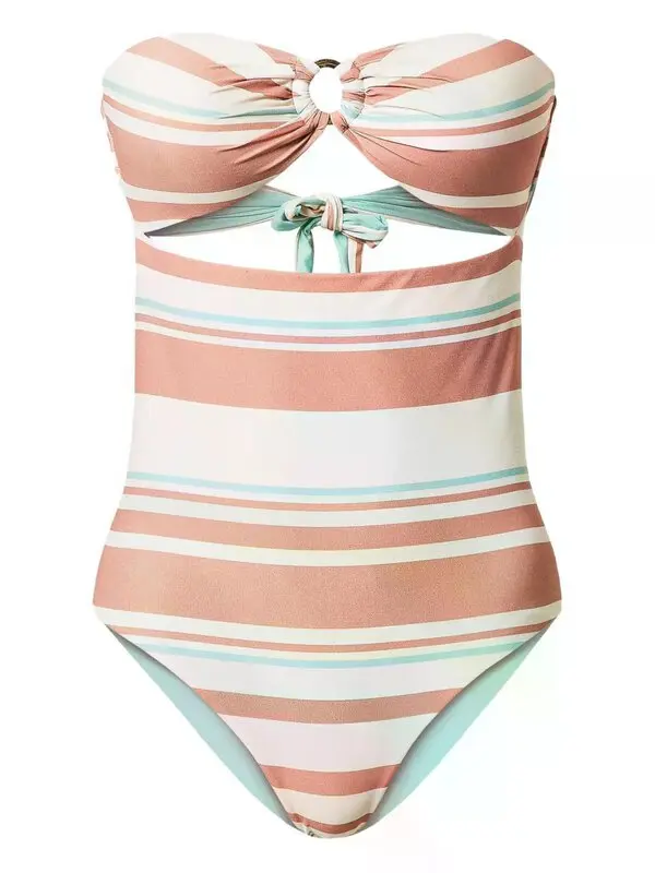 TWINSET Striped Bandeau One-piece Swimsuit - White
