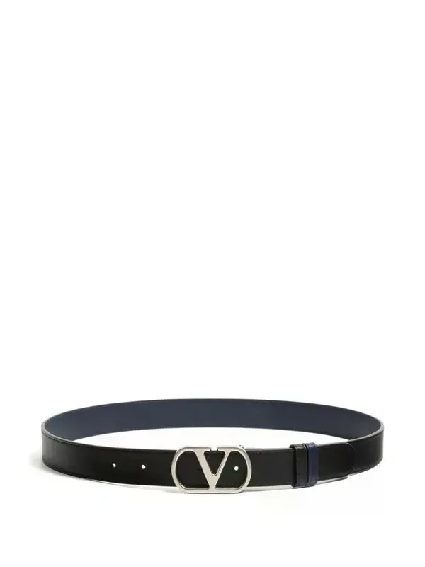 Valentino Garavani Vlogo Signature Reversible Calfskin Belt - Black