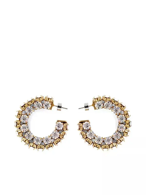 AREA Crystal Hoop Earrings - Gold