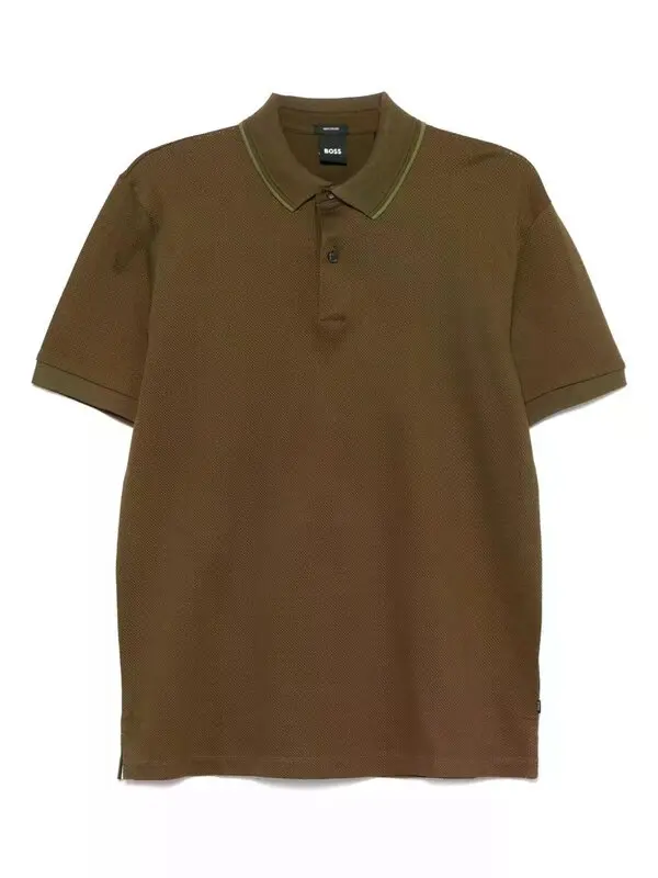 BOSS Textured Polo Shirt - Green