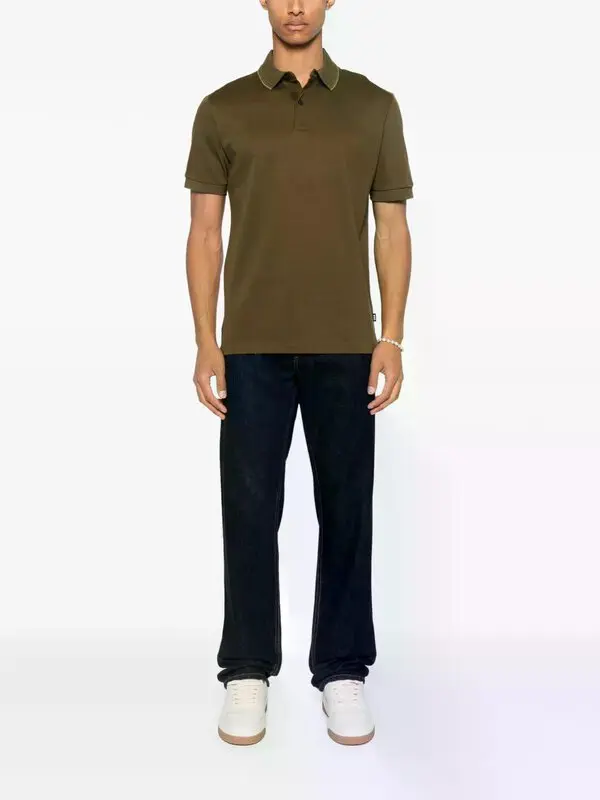 BOSS Textured Polo Shirt - Green