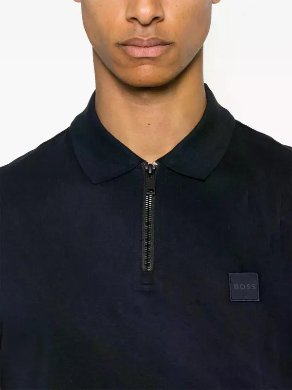 BOSS Stretch-cotton Slim-fit Polo Shirt With Logo Patch - Blue
