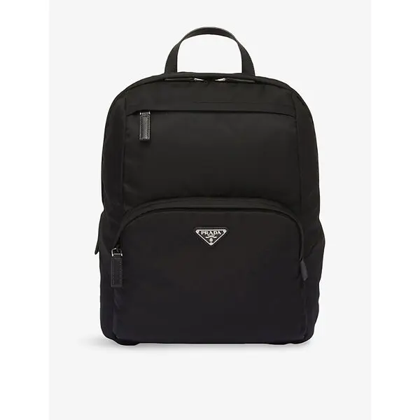 Prada Re-nylon Logo Backpack - Black