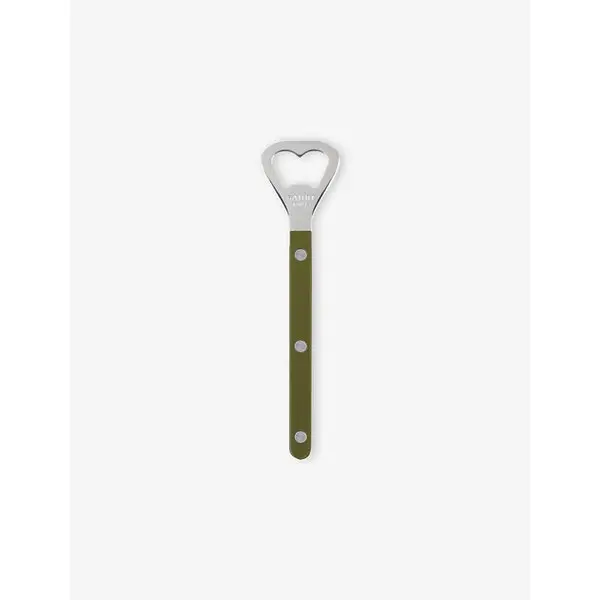 SABRE Engraved Stainless-steel Teak Bottle Opener - Green Fern