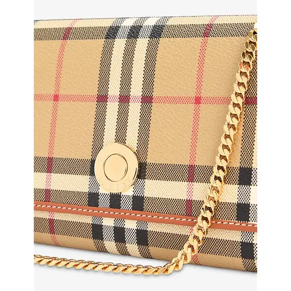 Burberry Check-print Woven Wallet On Chain