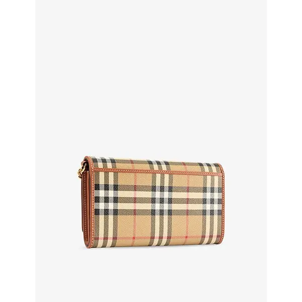 Burberry Check-print Woven Wallet On Chain