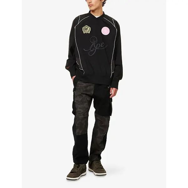 A BATHING APE Multi Logo Relaxed-fit Woven Sweatshirt