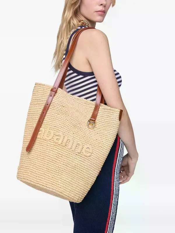 Rabanne Woven Raffia Tote Bag