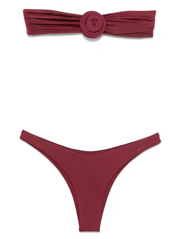 LA REVECHE Flower-detailing Strapless Bikini - Red