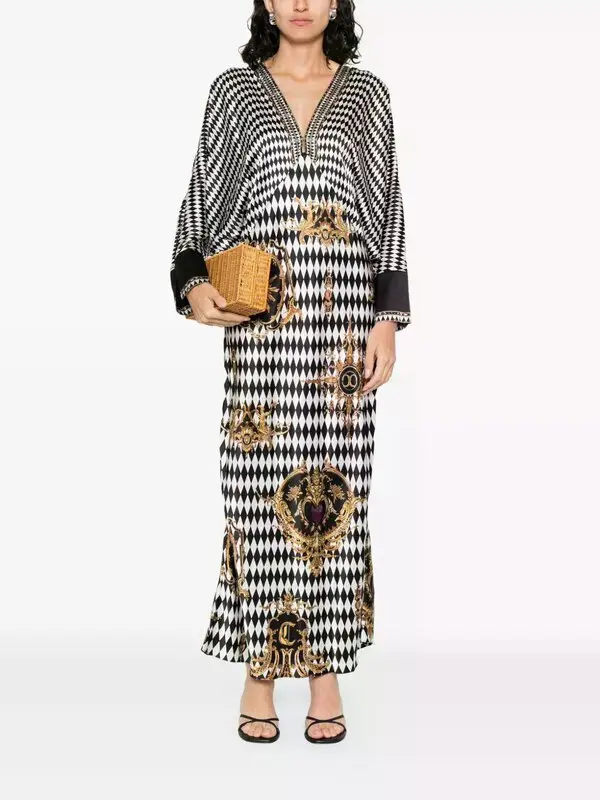 Camilla Plunge-Neck Draped Maxi Dress In Black - 11% Off | Editorialist