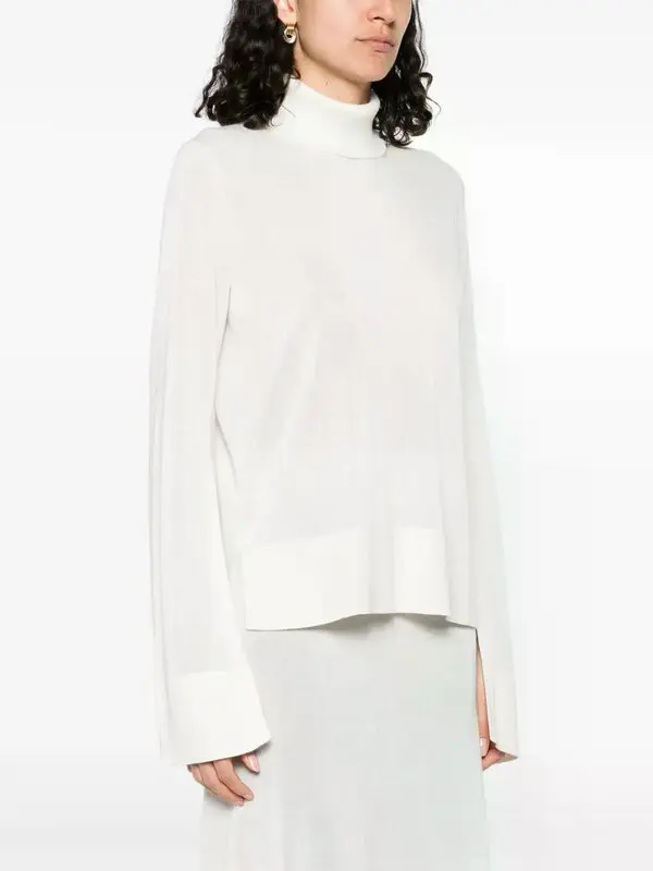 TOTEME Turtleneck Slit-sleeve Top - White