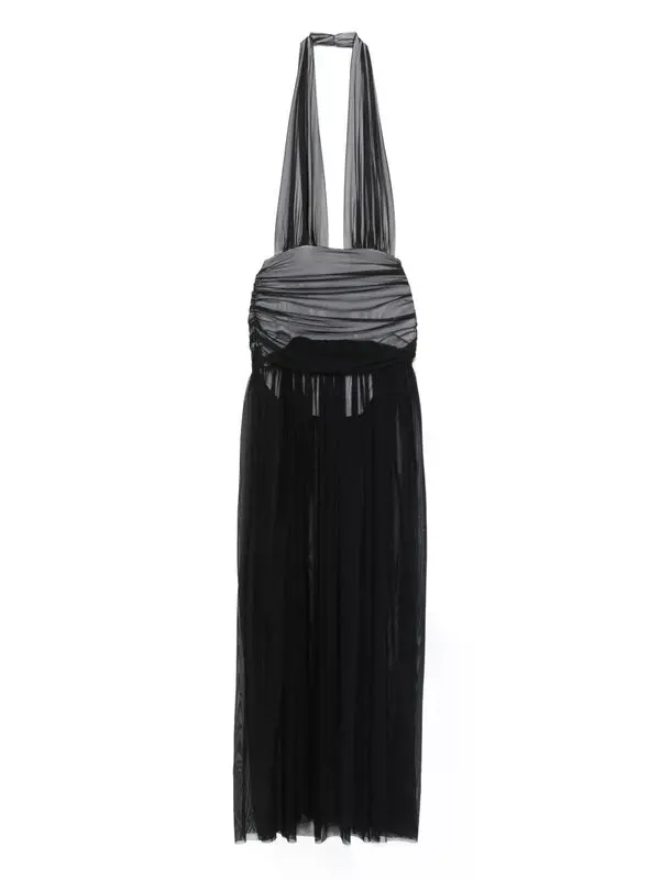 Norma Kamali Halterneck Shirred Maxi Dress