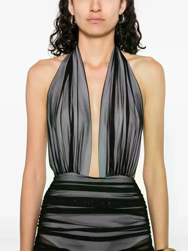 Norma Kamali Halterneck Shirred Maxi Dress