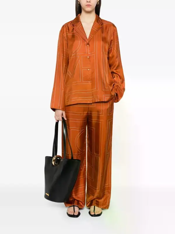 TOTEME Monogram Silk Pajama Bottoms - Orange