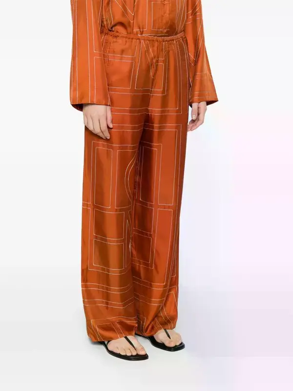TOTEME Monogram Silk Pajama Bottoms - Orange