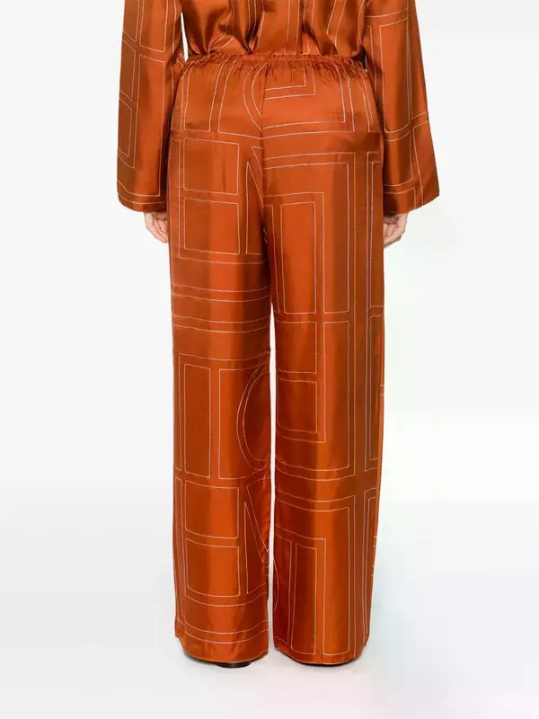 TOTEME Monogram Silk Pajama Bottoms - Orange