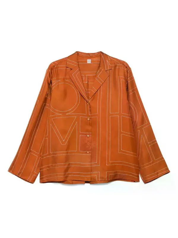 TOTEME Monogram-pattern Silk Shirt - Orange