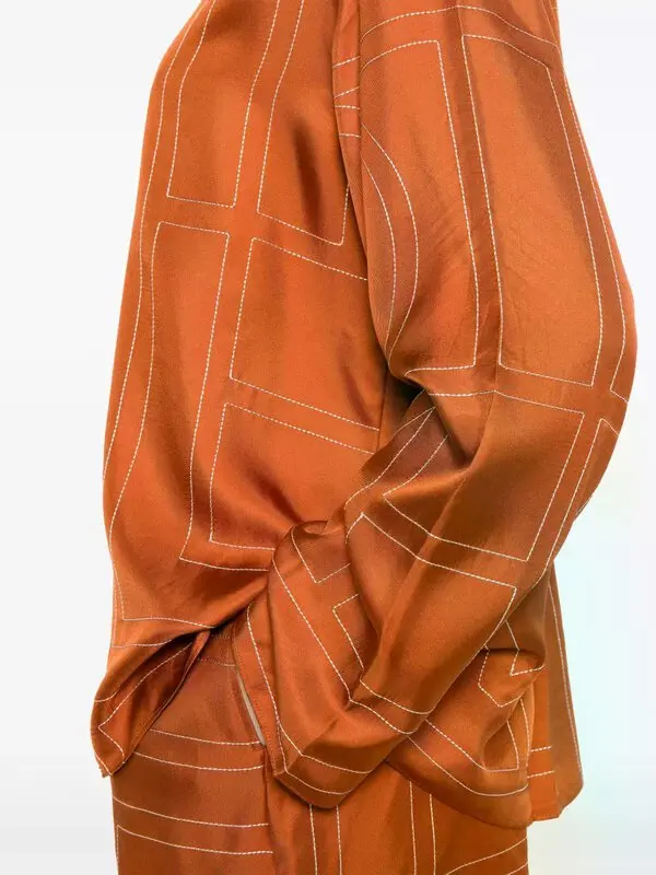 TOTEME Monogram-pattern Silk Shirt - Orange