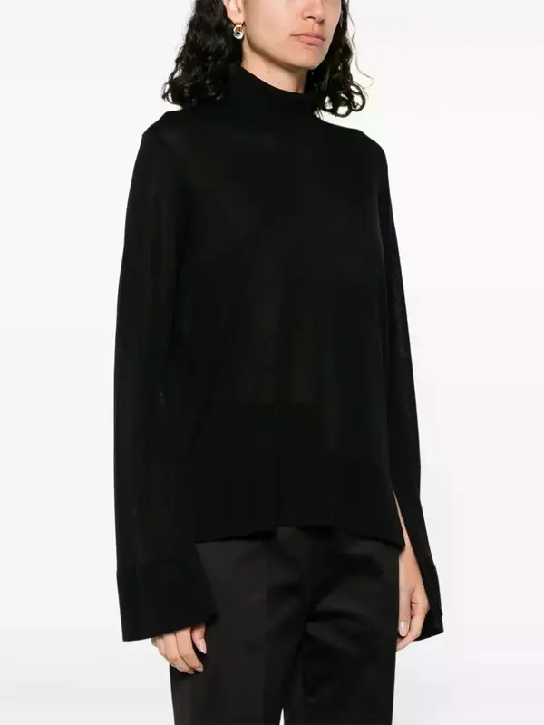 TOTEME Knitted High Neck Top - Black