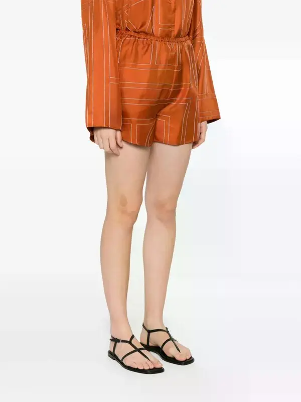 TOTEME Monogram Silk Shorts - Brown