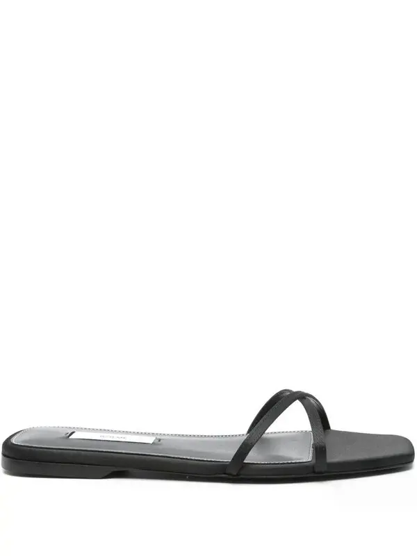 TOTEME Satin Crossover Sandals - Black