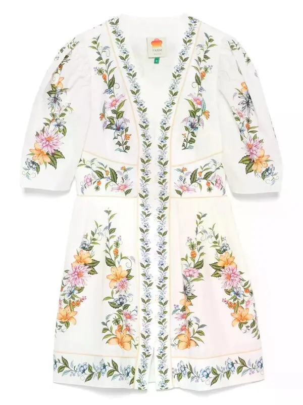 Farm Rio Floral-print Mini Dress - White