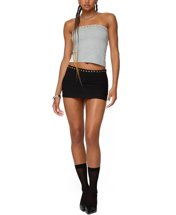 EDIKTED Jaxie Grommet Mini Skort - Black