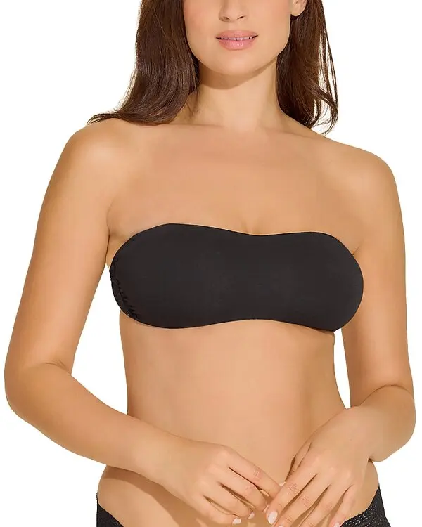 Cosabella Dolce Wireless Cotton And Chevron Lace Bandeau Bra - Black