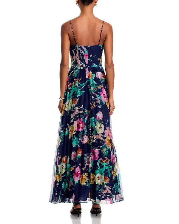 Aqua Watercolor Maxi Dress - Navy Multi