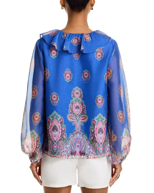 Aqua Paisley Chiffon Blouse