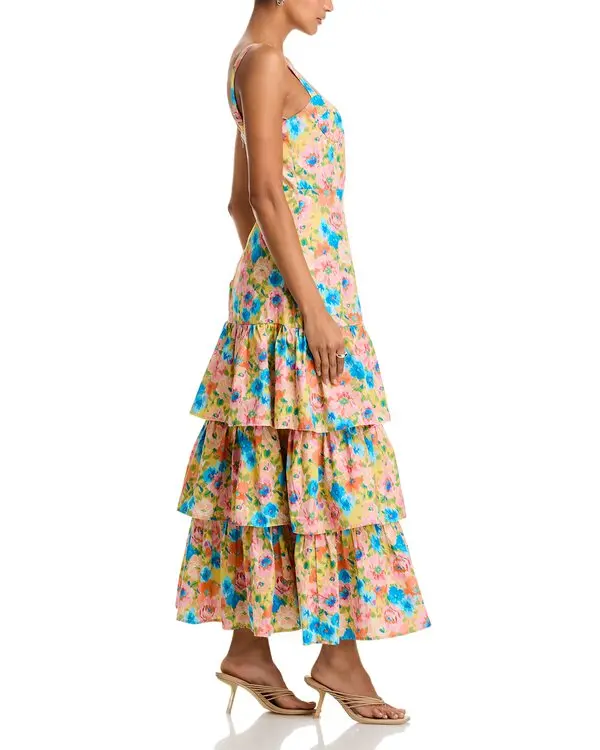 Aqua Floral Print Dress - Pastel Multi - 70% Off | Editorialist