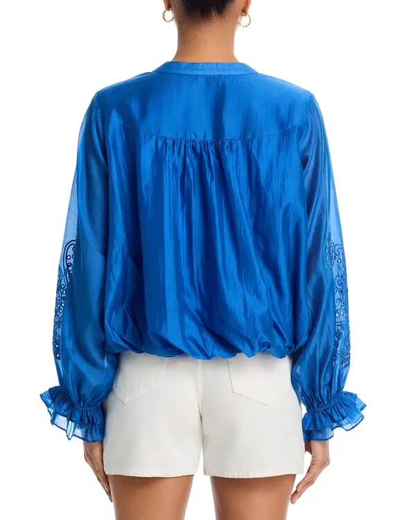 Aqua Eyelet Sleeve Top