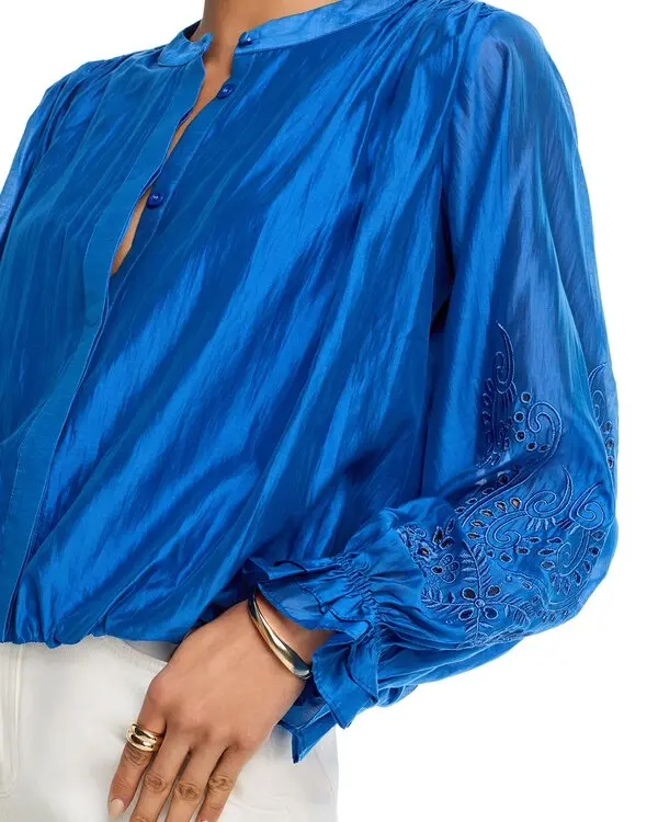 Aqua Eyelet Sleeve Top