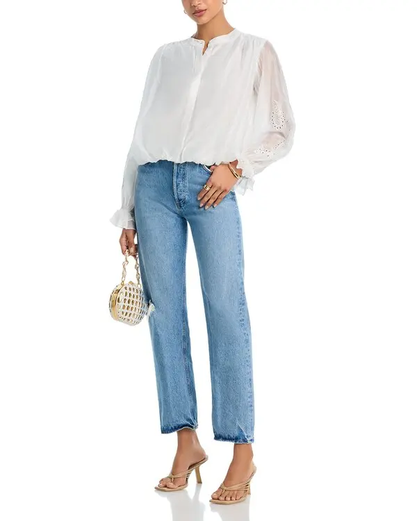 Aqua Eyelet Sleeve Top - Ivory