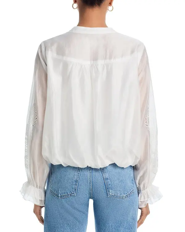 Aqua Eyelet Sleeve Top - Ivory