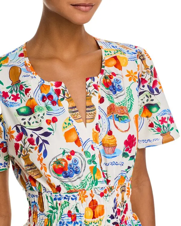 Aqua Printed Shirt Dress