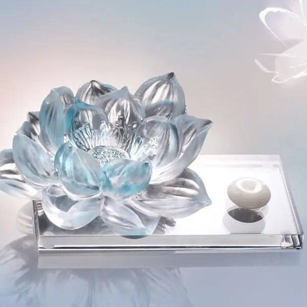 LIULI Rejoice With The Florae Crystal Art Sculpture - Sky Blue Clear