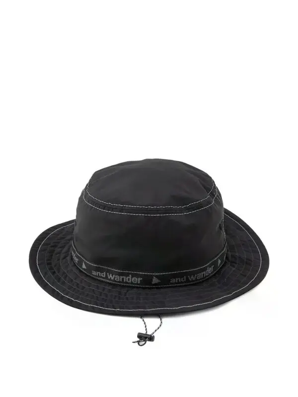 AND WANDER Jq Tape Bucket Hat - Black