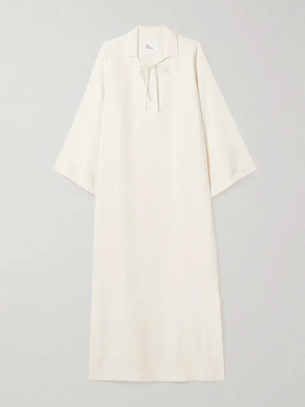Lisa Marie Fernandez Shantung Maxi Dress With Billowy Sleeves - Neutrals
