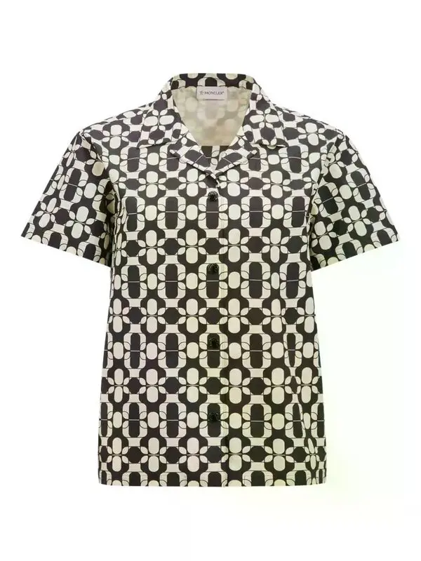 Moncler Geometric-print Cotton Shirt - Black