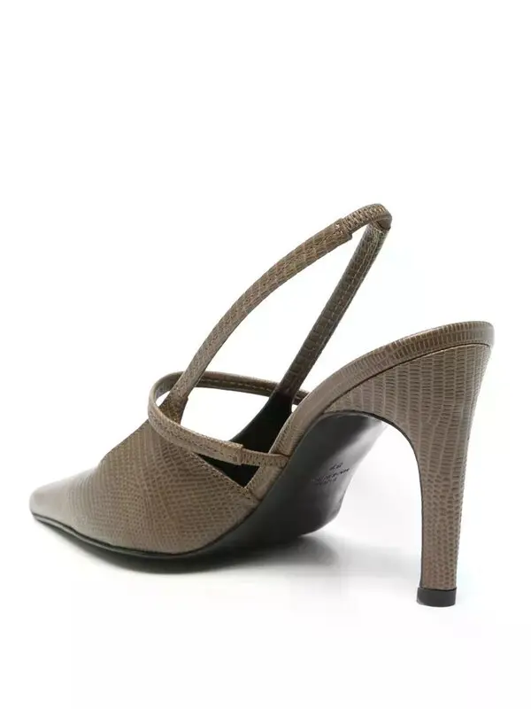 TOTEME 100mm Lizard-embossed Slingback Pumps - Green