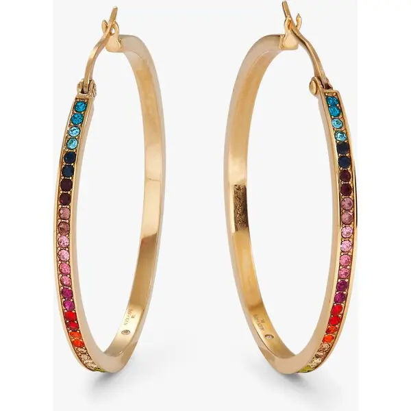 ALEX AND ANI Pave Hoop Earrings - Rainbow Ombre