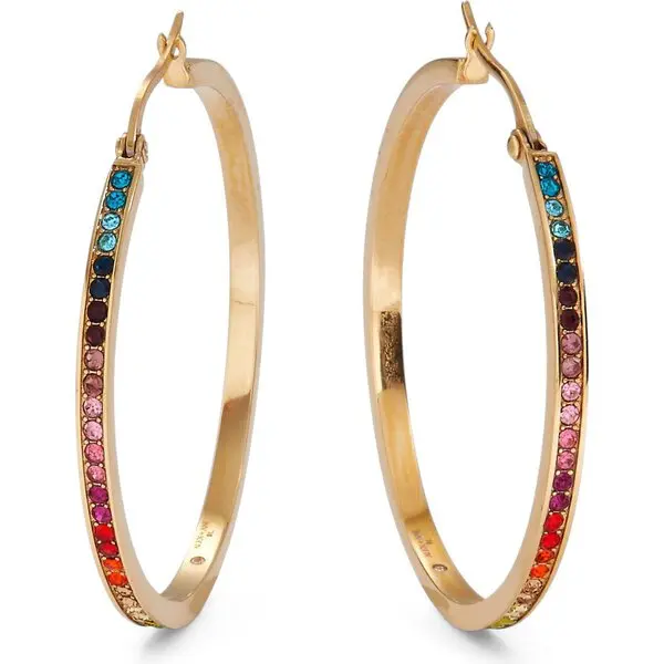 ALEX AND ANI Pave Hoop Earrings - Rainbow Ombre