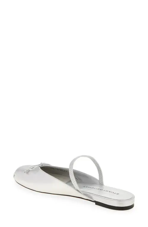 STUART WEITZMAN Prima Bow Ballet Mule - Silver