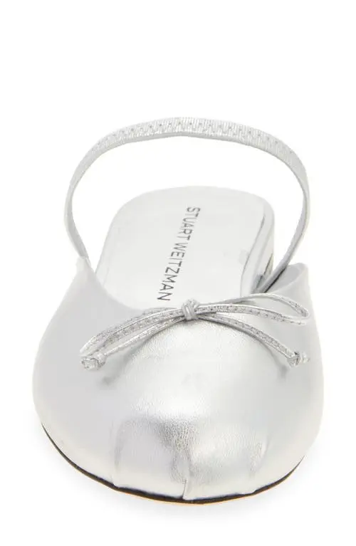 STUART WEITZMAN Prima Bow Ballet Mule - Silver