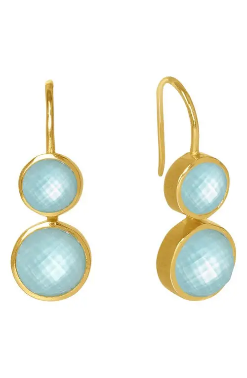 DEAN DAVIDSON Tulum Double Droplet Earrings - Iridescent Sky Blue/ Gold