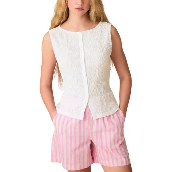 NEXT Textured Sleeveless Button-front Top - White
