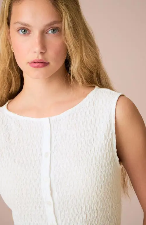 NEXT Textured Sleeveless Button-front Top - White