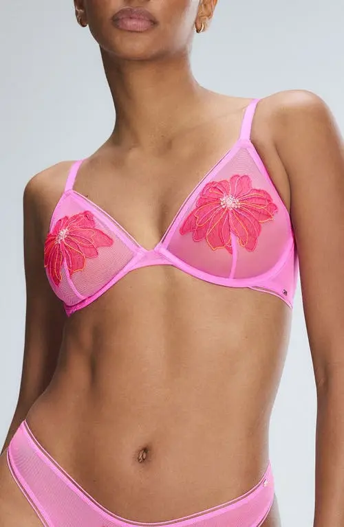 SAVAGE X FENTY Garden Noveau Unlined Plunge Bra - Hydro-pink