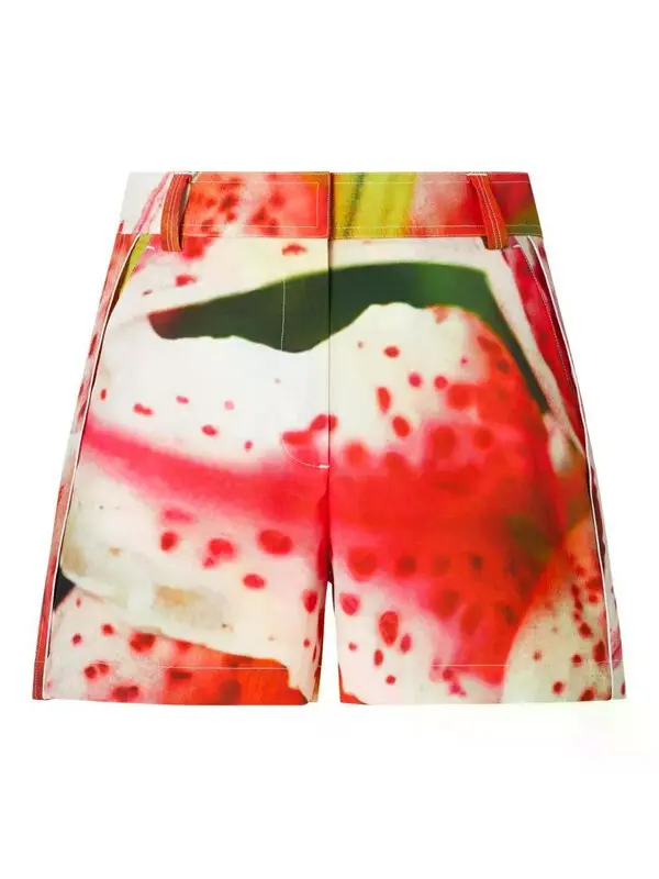 Tory Burch Camp Floral-print Shorts - Red